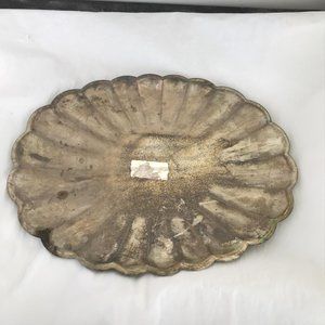 Unknown | Kitchen | Vintage Oval Scalloped Serving Tray Silver Plate H ...
